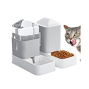 BNOSDM Automatic Cat Feeder for Indoor Cats Gravity Feeders ＆ Waterer Set Dogs Food and Water Dispenser Pet Feeding Bowl 3.5L /1 Gallons for Small Medium Big Dog Pets Puppy Kitten Gray
