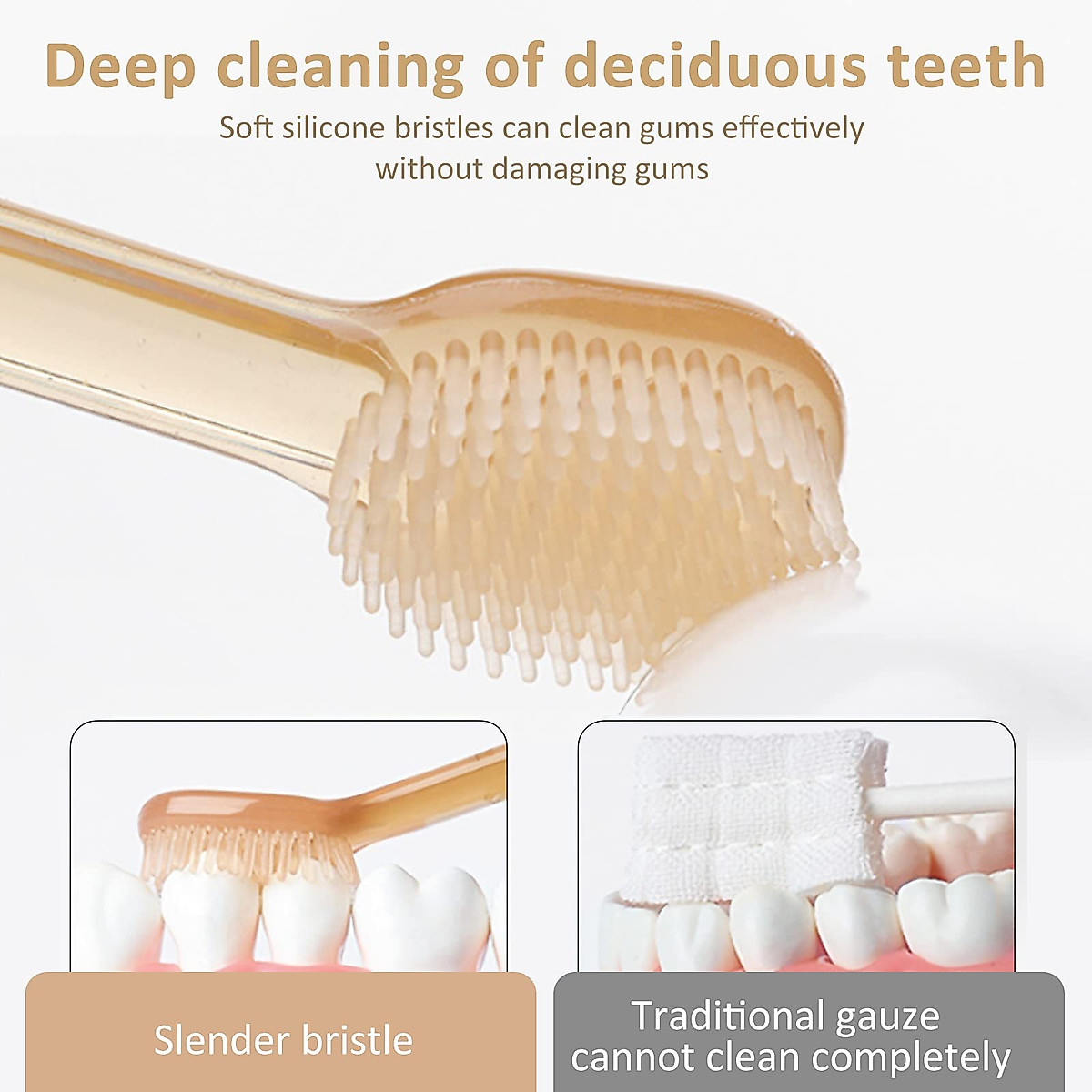 SHARE&CARE Baby Toothbrush and Baby Tongue Cleaner for Toddler Oral Care, Soft Silicone Toothbrush