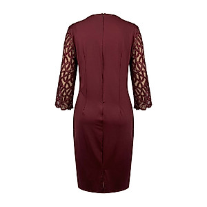 SHENYANGWA Plus Size Summer Dresses Sexy Hollow Out Long Sleeve Mesh See Through Sequin Midi Dress Casual Party Short Dress Red, 3X-Large