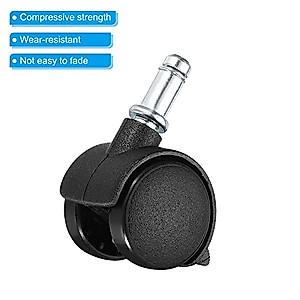 PATIKIL 1 Inch Swivel Casters, 8 Pack Nylon 360 Degree Universal Circlip Swivel Stem Wheels with Brake for Chair Furniture Replacement, Black