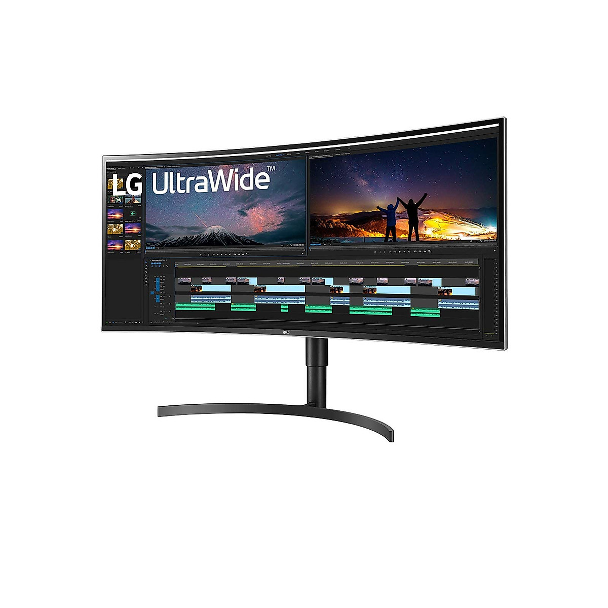 LG 38” QHD+ IPS Curved UltraWide Monitor (3840x1600) with HDR10, Dynamic Active Sync, Black Stabilizer, Flicker Safe, Reader Mode, Onscreen Control & Ergonomic Design (38BN75C-B) (Renewed)