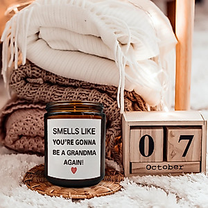 PUHEI Pregnancy Announcement Candle, Promoted Grandma Candle Gifts for Grandma, Grandam Gifts to Be, Grandma Again Announcement Gifts, Baby Announcement Candle Soy Scented Jar Candles（Vanilla Smell）