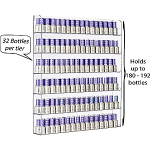 AMT Acrylic Nail Polish Racks for the Wall. CLEAR Nail Polish Display. Young Living Essential Oils Organizer. Holds up to 180 Btls. Plus a Microfiber Cloth for Cleaning Purposes (6 Tier- 180)