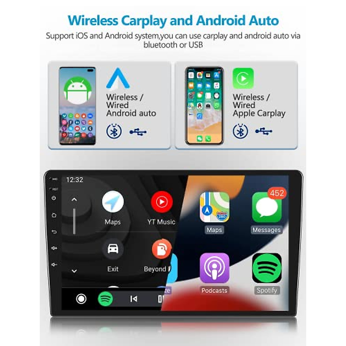 for Honda Civic 2001-2005 Android Car Stereo Support Wireless Carplay/Android Auto with 9 inch Touchscreen WiFi GPS Navigation BT USB FM/RDS Radio Receiver Backup Camera Steering Wheel Control