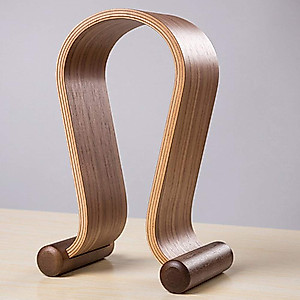 mewmewcat Headphone Stand, Wooden Walnut Wood Headphone Gaming Headset Display Stand Holder Hanger Black Walnut
