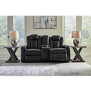 Signature Design by Ashley Caveman Den Power Reclining Loveseat with Console Love Seats, 75" W x 42" D x 42" H, Black