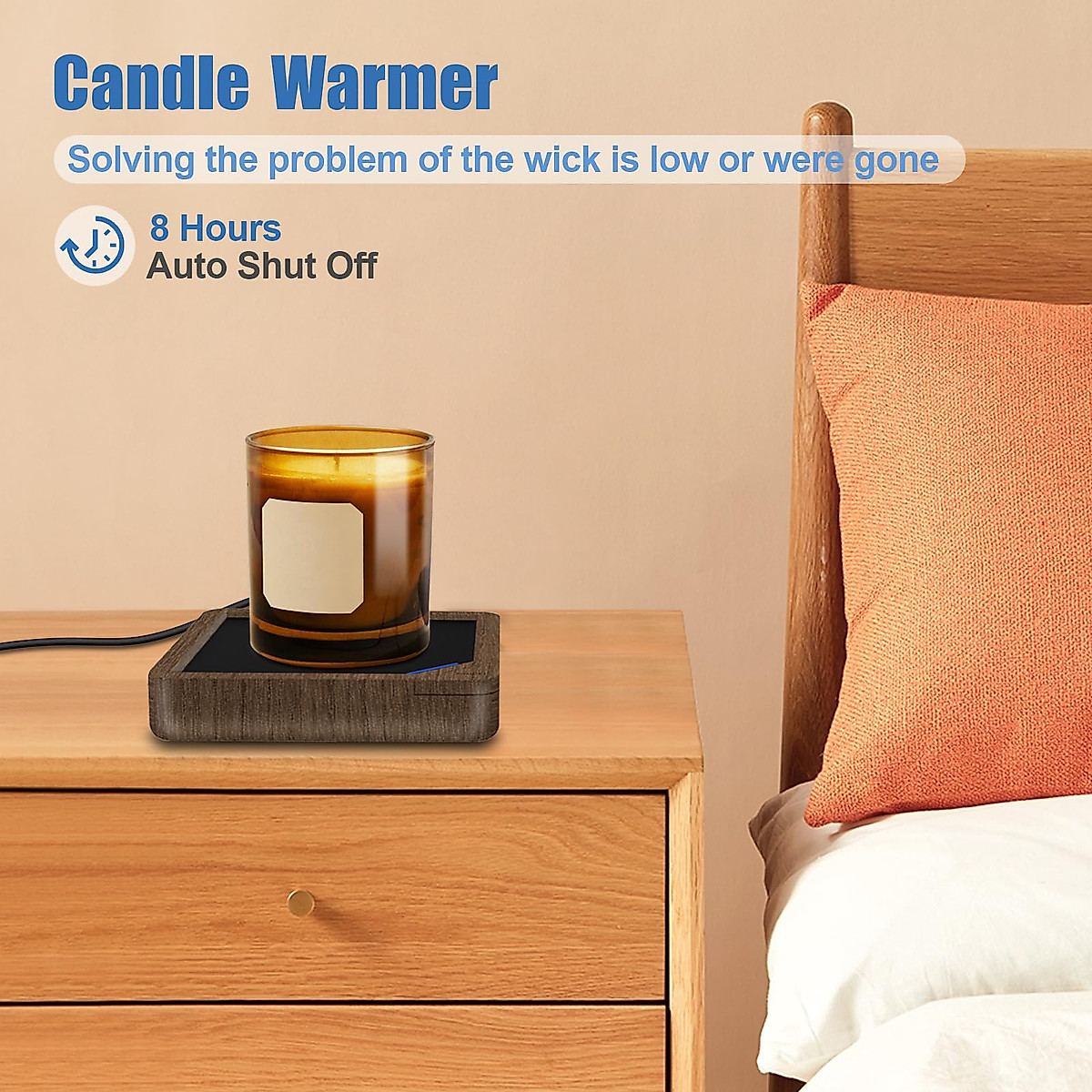 Coffee Mug Warmer: Candle Warmer Coffee Warmer for Desk Auto Shut Off Candle Wax Warmer for Scented Wax Smart Heated Mug Warmer for Coffee, Tea, Hot Chocolate, Milk, no Cup (U1-Wood)