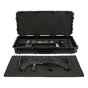 SKB Cases iSeries Single or Double Hunting Bow Equipment Case with Hard Durable Plastic Exterior, Wheels, and Grip Handles, Black