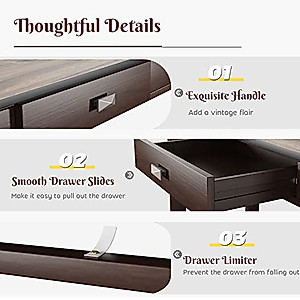 Tangkula Study Desk & Chair Set, Kids Learning Table with Drawer, Ergonomic Chair with Inclined Backrest, Students Computer Workstation with Solid Rubber Wood Feet, Teen Desk & Chair Set