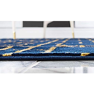 Unique Loom Marilyn Monroe Glam Collection Area Rug - Deco (5' 3' x 8' Rectangle, Navy Blue Gold/ Gold)