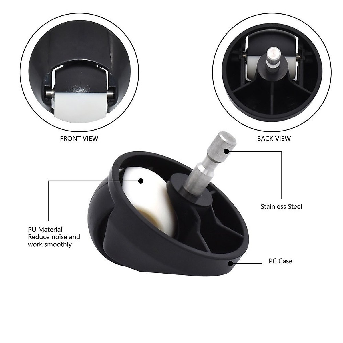 Neutop Replacement Front Wheel Caster Ball Assembly Compatible with All iRobot Roomba 500, 600, 700, 800, 900, e, i, & j Series Robot Vacuums, 2-Pack.