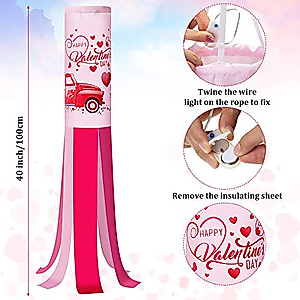 2 Pieces Happy Valentine's Day Windsock Polyester Garden Windsock Heart Pattern Windsock Flag Outdoor Hanging Decorative Windsocks for Valentine's Day Front Yard Patio Lawn Garden (Romantic Style)