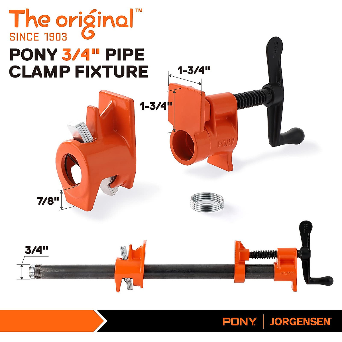 PONY 2-Pack 50 Wood Gluing Pipe Clamp Fixture for 3/4 Inch Black Pipe