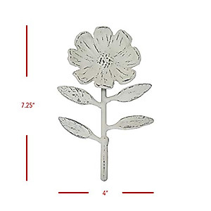 Foreside Home & Garden White Rustic Antique Flower Decorative Metal Wall Hook