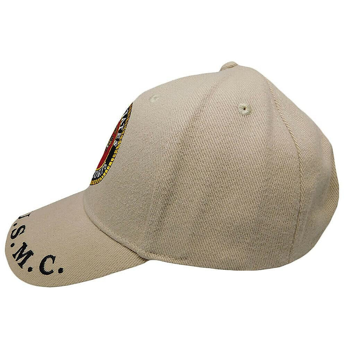US United States Marine Corps U.S.M.C. Round Emblem Logo Khaki Adjustable Embroidered Cotton Hat Cap - Officially Licensed