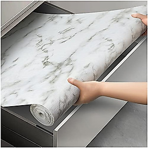 Drawer and Shelf Liners for Kitchen Cabinets Non Slip Marble Shelf Paper Non-Adhesive Strong Grip Cabinet Liners for Shelves Waterproof Drawer Liners for Bedroom Dresser, Cupboard, Desk, Easy to Clean