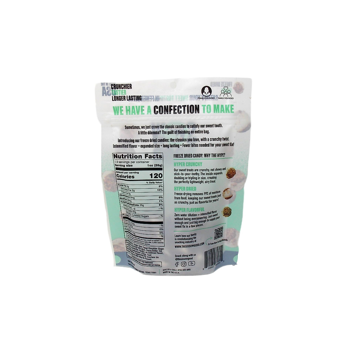 Sow Good Freeze Dried Candy 4 Flavor Variety - (1) Each: Crunchy Worms, Crunchy Bears, Cookie Dough Bombs, Lil' Mints (1.3-1.9 Ounces) Plus Recipe Booklet Bundle