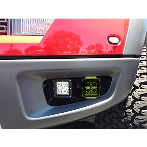 iJDMTOY LED Pod Light Fog Lamp Compatible With 2010-14 Ford SVT Raptor, Includes (4) 20W High Power Xenon White LED Cubes, (2) Amber Lens, Foglight Location Mounting Brackets & On/Off Switch Wiring