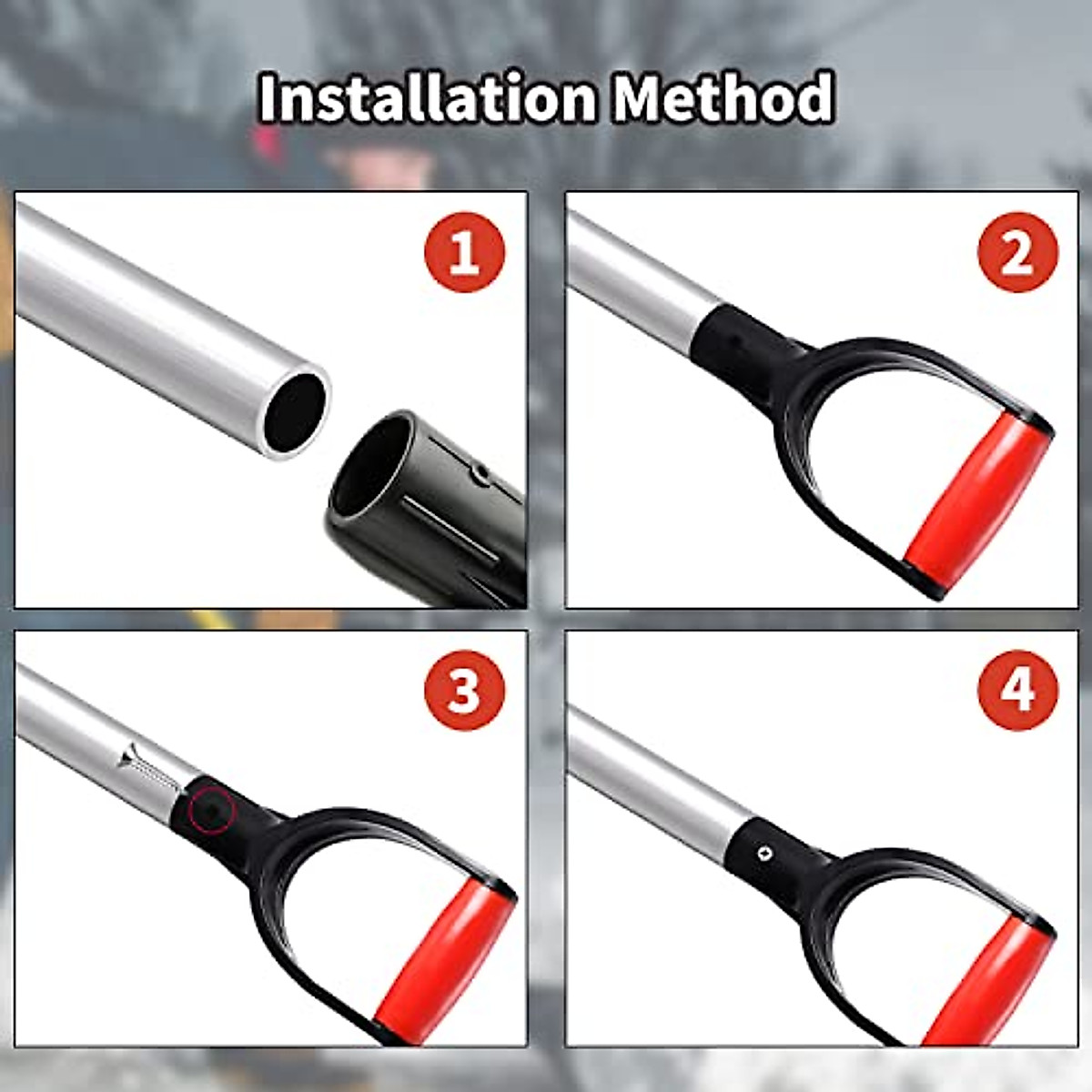 MroMax 2Pcs Shovel D Grip Handle, 1-1/4" Inner Diameter 32mm PVC Spade Snow Shovel Replacement Handle Garden Accessories for Digging Raking Gardening Tool Camp Shovel Garden Shovel