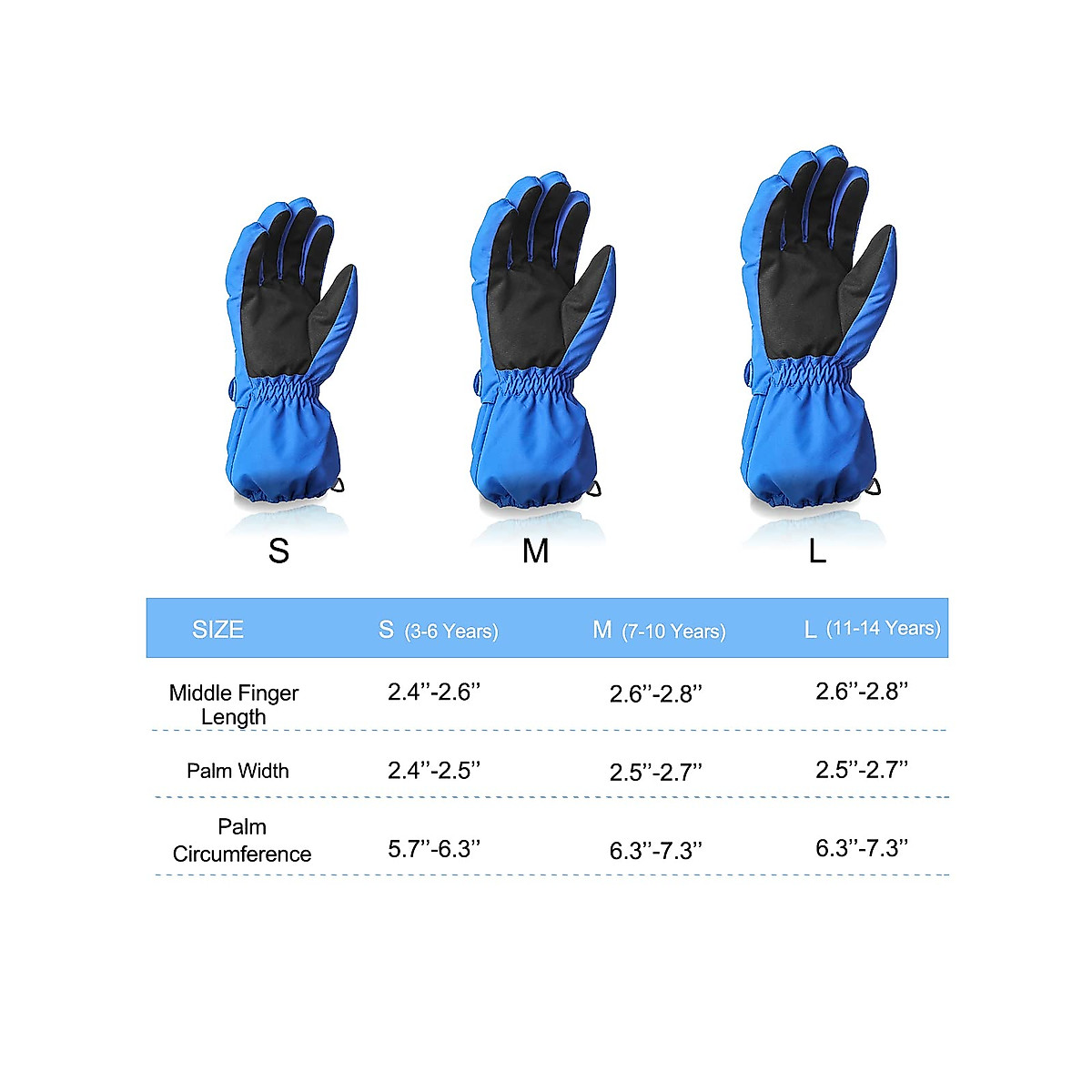 Century Star Kids Gloves Waterproof Boys Girls Ski Gloves Kids Snow Gloves for Toddlers Warm Winter Gloves for Kids Black L (10-12 Years)