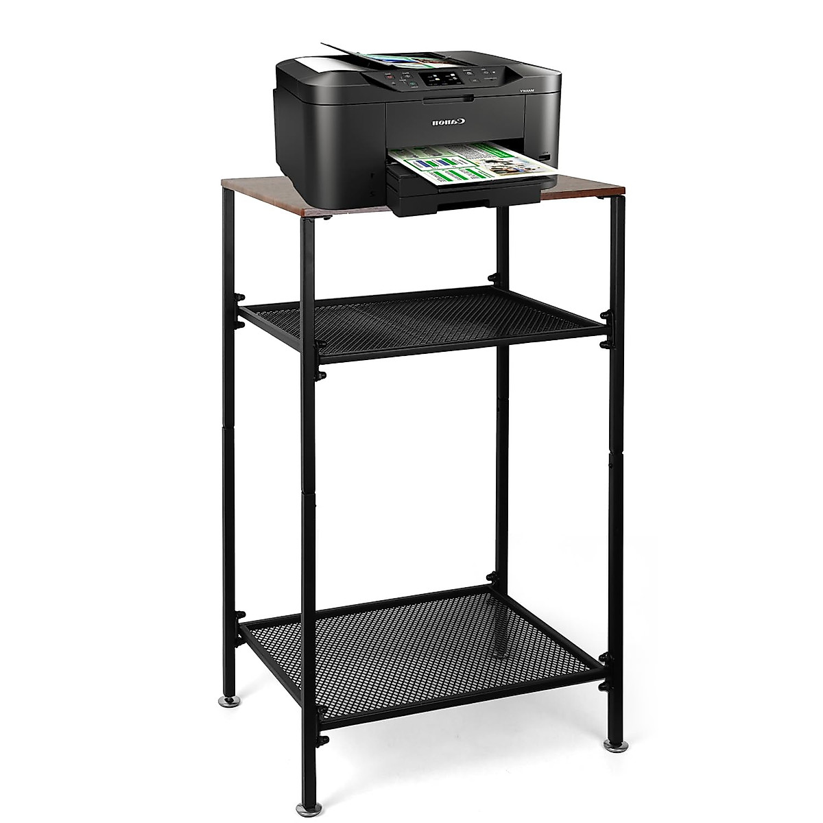 XASERDY 3-Tier Tall End Table,Slim Nightstands,Bedside Table with Storage Shelf,Sofa Side Tables for Small Space,for Living Room, Bedroom,Couch,Metal Frame