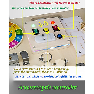 Blevla Busy Board for Toddlers 1-3 Wooden Sensory Board Baby Activity Board Montessori Busy Board Light Switch Toy Kid's Educational Toys
