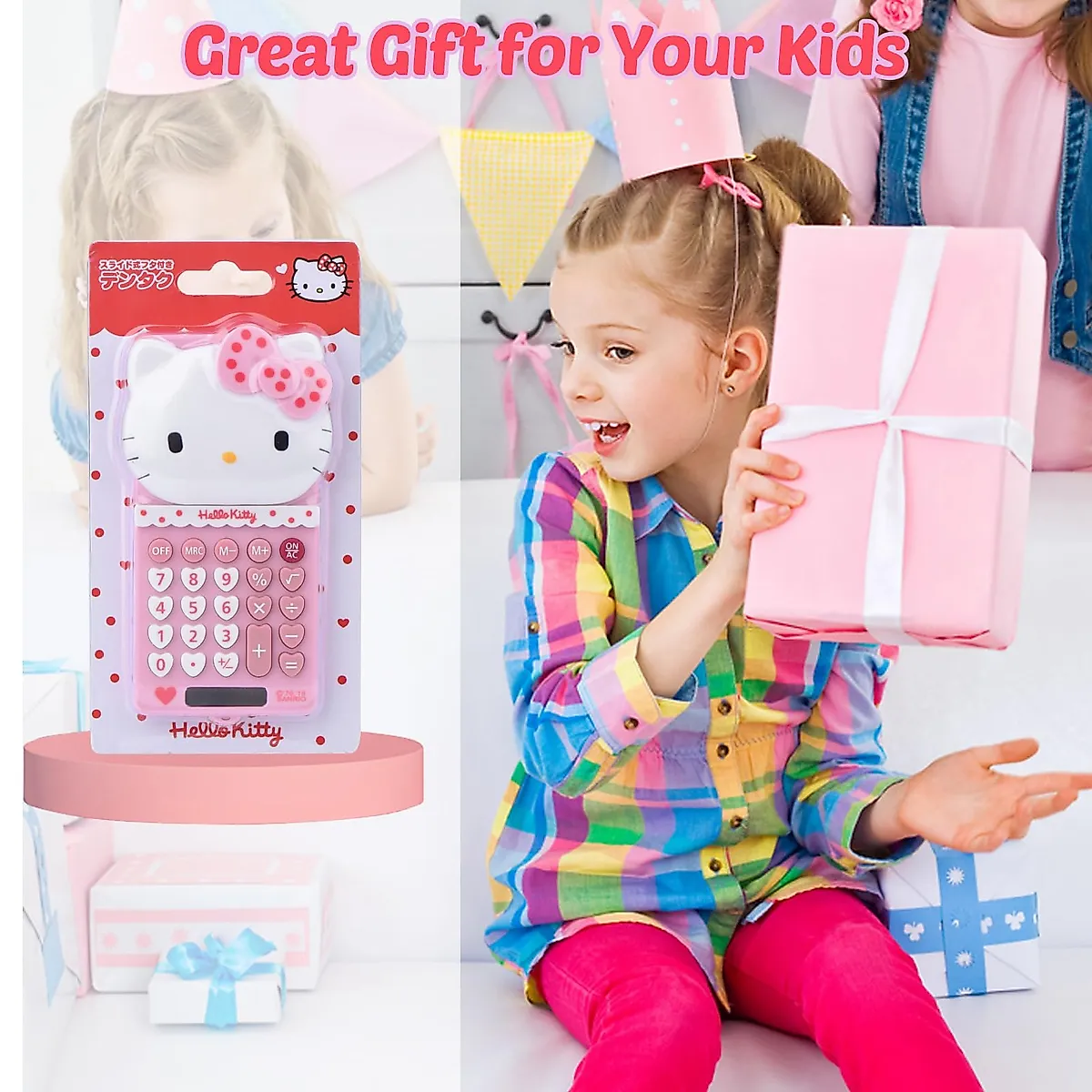 Cute Kids' Mini Calculator - 5.9 x 2.6in, LCD Display, Battery Powered (Included), Perfect for School