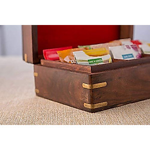 Rusticity® Wood Tea Box Organizer | Tea Sampler Gift Set Box, Tea Assortment Box | Tea Caddy for Tea Bags Organizer, Kitchen Storage Box with 9 Compartments | Handmade Storage Box| (9x6 in)