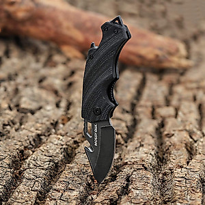 MOSSY OAK Mini Folding Pocket Knife, 2.5-inch Stainless Steel Drop Point Blade - G10 Handle EDC Multifunction Tool with Bottle Opener and Glass Breaker (Black), Good Merry Christmas Gift