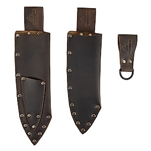 Cast Leather Co., Knife Set Holder 3 Pieces Handmade from Full Grain Leather - Bourbon Brown