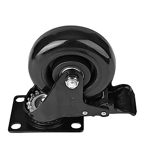 Moogiitools 4" Swivel Rubber Caster Wheels with Safety Dual Locking Heavy Duty 1800lbs Casters Set of 4 Black (All with Brake)