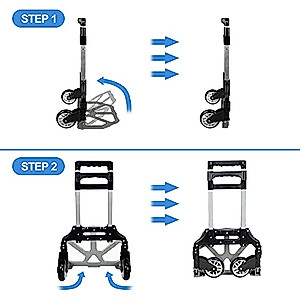 F2C Portable Folding Hand Truck Aluminium Luggage Trolley Cart and Dolly 175 lbs Capacity with Black Bungee Cord, Telescoping Handle, PVC Wheels with Double Bearings for Travel Office Auto Moving