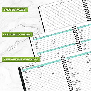 2023-2024 Monthly Planner/Calendar - 18-Month Planner with Tabs & Pocket, July 2023 - December 2024, Contacts and Passwords, 8.5" x 11", Thick Paper, Twin-Wire Binding - Black