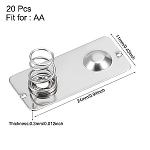 uxcell 20 Pcs AA Battery Positive to Negative Conversion Spring Contact Nickeling Plate 24mmx11mm