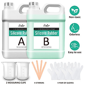 Silicone Molds Making Kit - 1 Gallon 15A Liquid Silicone Rubber for Mold Making - 1:1 Mixing Ratio Fast Curing Molds Making Silicone for Resin Molds, Casting, Candle Mold, Soap Mold, DIY Crafts