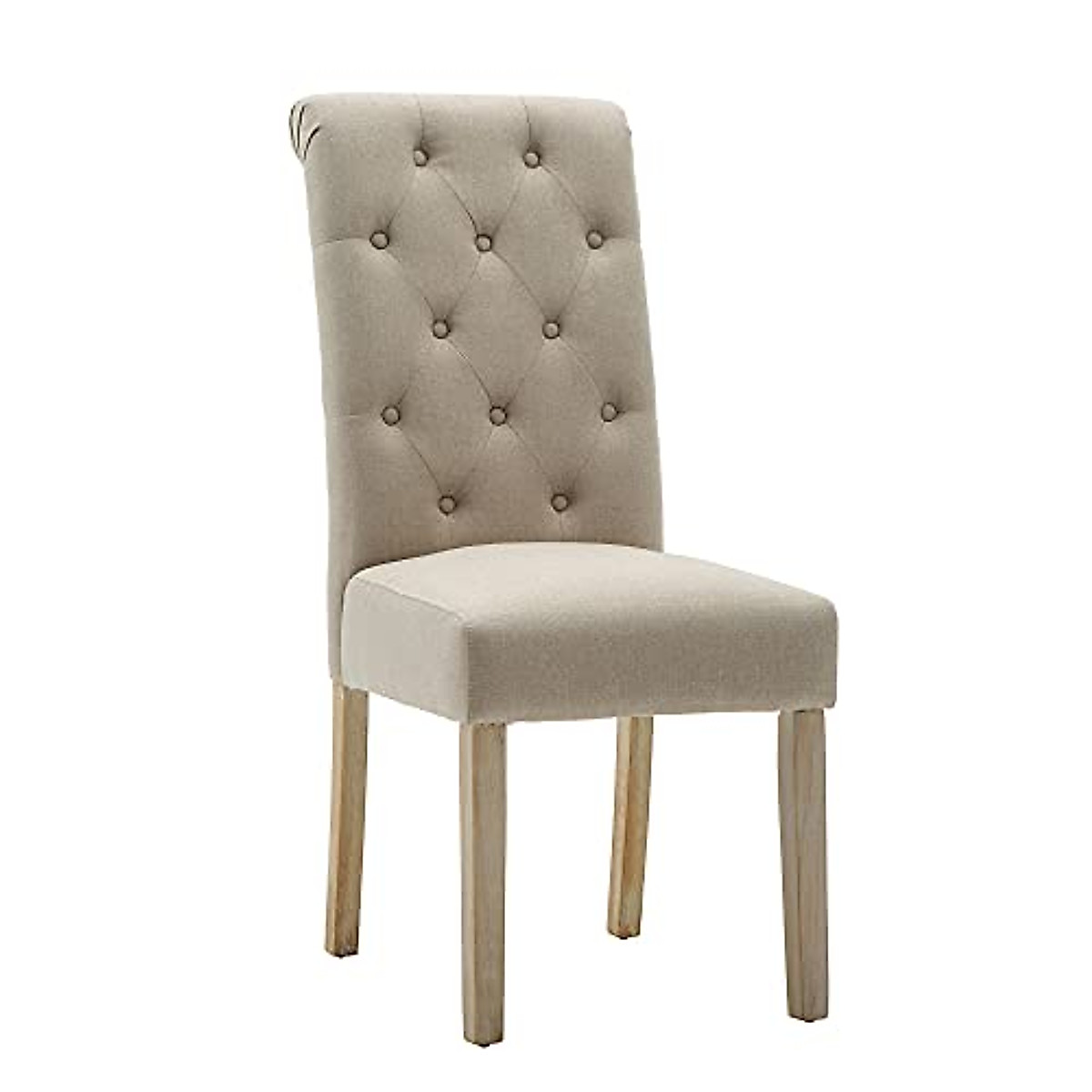 NOBPEINT Tan Fabric Upholstered Dining Chairs Solid Wood Legs, Set of 4