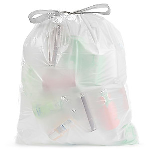 Commander 13 Gallon 0.78 MIL White Plastic Trash Bags Unscented - 24" x 27" - Pack of 120, For Home, Kitchen, Commercial, & Office