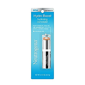 Neutrogena Hydro Boost Hydrating Concealer Stick for Dry Skin, Oil-Free, Lightweight, Non-Greasy and Non-Comedogenic Cover-Up Makeup with Hyaluronic Acid, 30 Light/Medium, 0.12 Oz