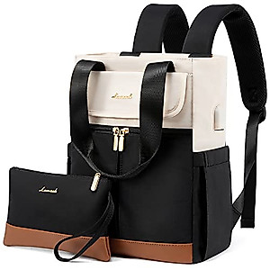 LOVEVOOK Backpack Purse for Women, Convertible Mini Backpack Tote for Teen Girls, College Bookpack Daypack for Work, Daily, Travel, 2pcs set, Black-White