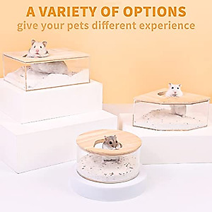 kathson Hamster Sand Bath Box Transparent Acrylic Small Animals Shower Bathtub Guinea Pigs Digging Sand Container Cage Accessories for Lemmings Gerbil Mice Hedgehog Chinchilla (Square)