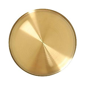 NEWCOMDIGI Gold Tray Decorative, Gold Serving Tray, Brass Tray, Decorative Tray for Jewelry, Makeup, Candle, Toiletry, Kitchen Tableware, Bar, Cafe(Gold(7.9inch))