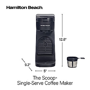 Hamilton Beach The Scoop Single Serve Coffee Maker & Fast Grounds Brewer for 8-14oz. Cups, Brews in Minutes, Black (47620), Next Gen
