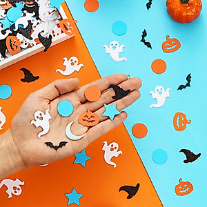 200PCS Halloween Confetti for Tables, Halloween Baby Shower Birthday Table Decorations Scatter Confetti Pumpkin Bat Witch Spider Confetti for Halloween Theme 1st Bday Party Supplies