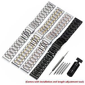 Niziruoup 22mm Stainless Steel Watch Band Universal Metal Watch Strap Smartwatch Replacement Band Men Women fit Most Traditional Watches, Stainless Steel, Gold