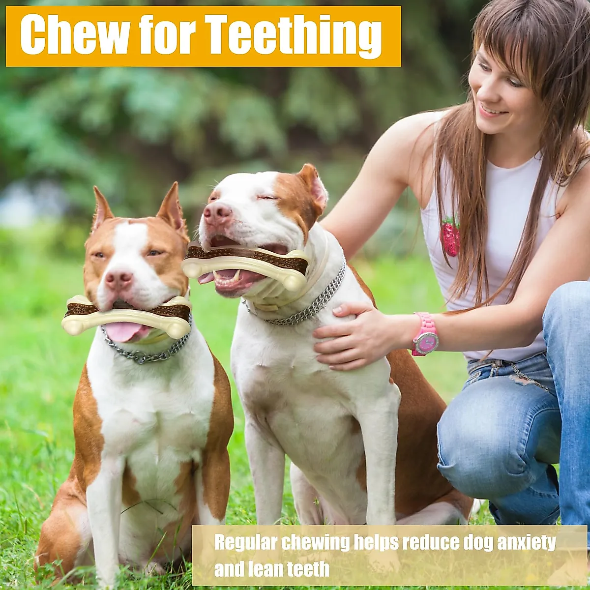 Sosation 10 Pcs Dog Chew Toys for Aggressive Chewers Nylon Beef Flavor Dog Bones Tough Puppy Teething Toys Puppy Chew Bones for Large/Medium/Small Breed Dogs Puppies (5.1 x 2 Inch)