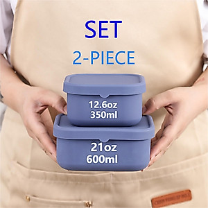 Bai shunda Silicone Food Container Set With Lid Food Bento Box Dishwasher Microwave Oven and Freezer Safe For Salads Snacks Meal Prep StorageTo-Go Sealed bowl (12.6oz + 21oz)（Purple）