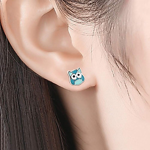 HOVEOX 20 Pairs Stud Earrings Stainless Steel Mixed Color Cute Animals Fruit Mushroom Cherry Pearl Fox Bear Butterfly Bee Owl Flower Star Heart Stud Earrings Set for Women