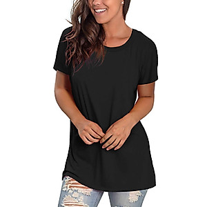 Tshirts for Women Short Sleeve Summer Tops 2024 Trendy Black Womens T Shirts Loose Fit XL