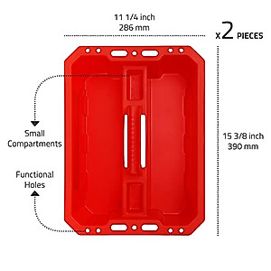 CANOPUS Storage Tray Tote with Functional Holes 2 PCs Plastic Cleaning Caddy with Handle, Portable Cleaners Caddy, Undersink Storage for Kitchen, Shoe Cleaning Box, Cleaning Products Organizer, Red