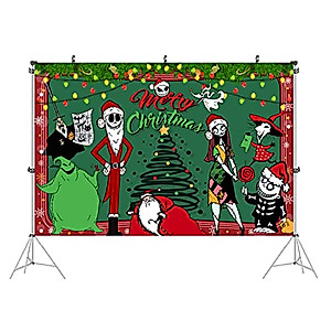 Nightmare Before Christmas Backdrop Jack Skellington Large Photo Booth Banner for Photography Background Party Supplies Wall Decorations-5x3ft
